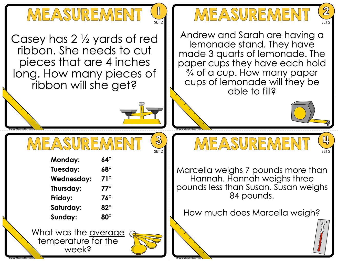 Measurement Task Cards for Grade 4-5 | Printable Resource