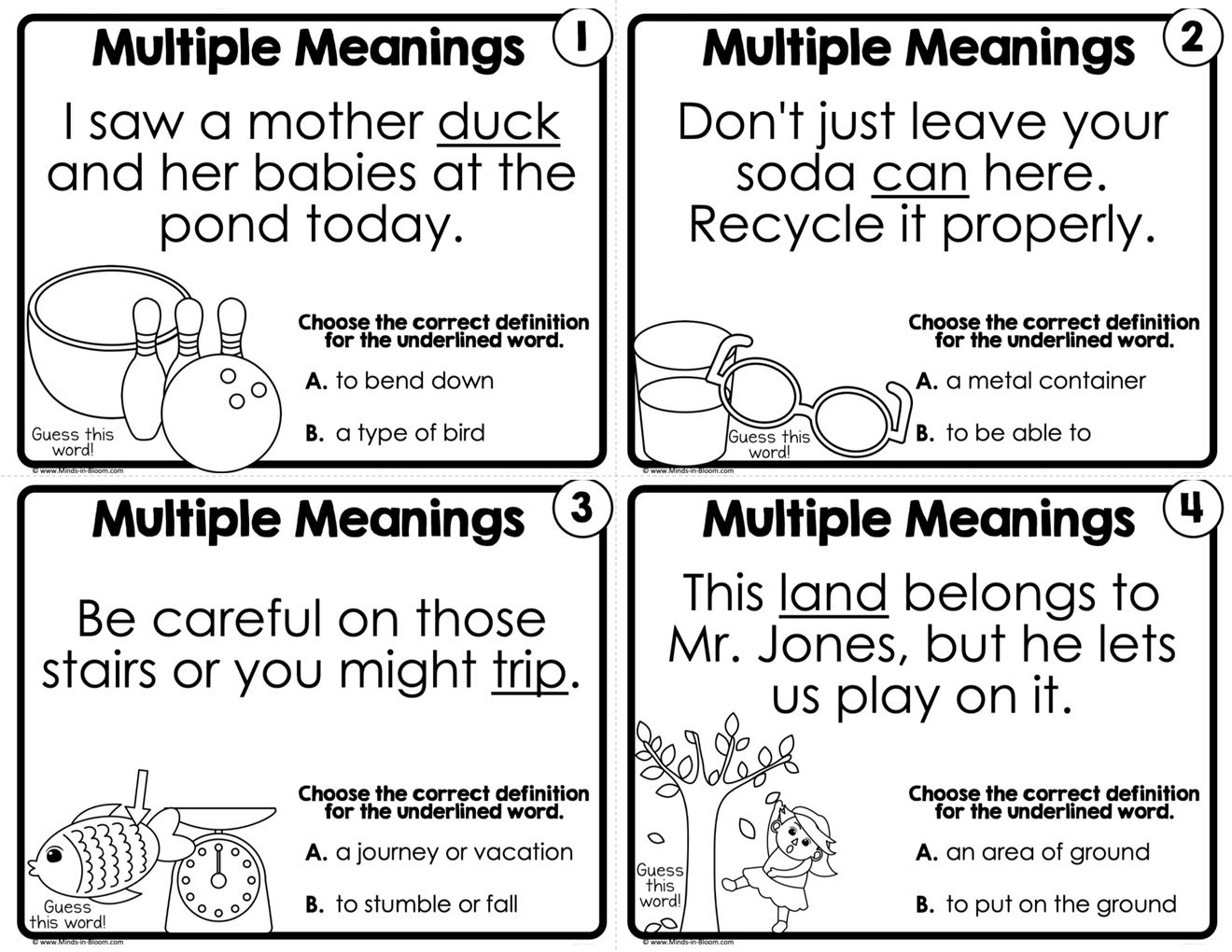 Multiple Meaning Words B W Minds In Bloom Unlimited Multiple Meaning Words B W Minds In Bloom Unlimited