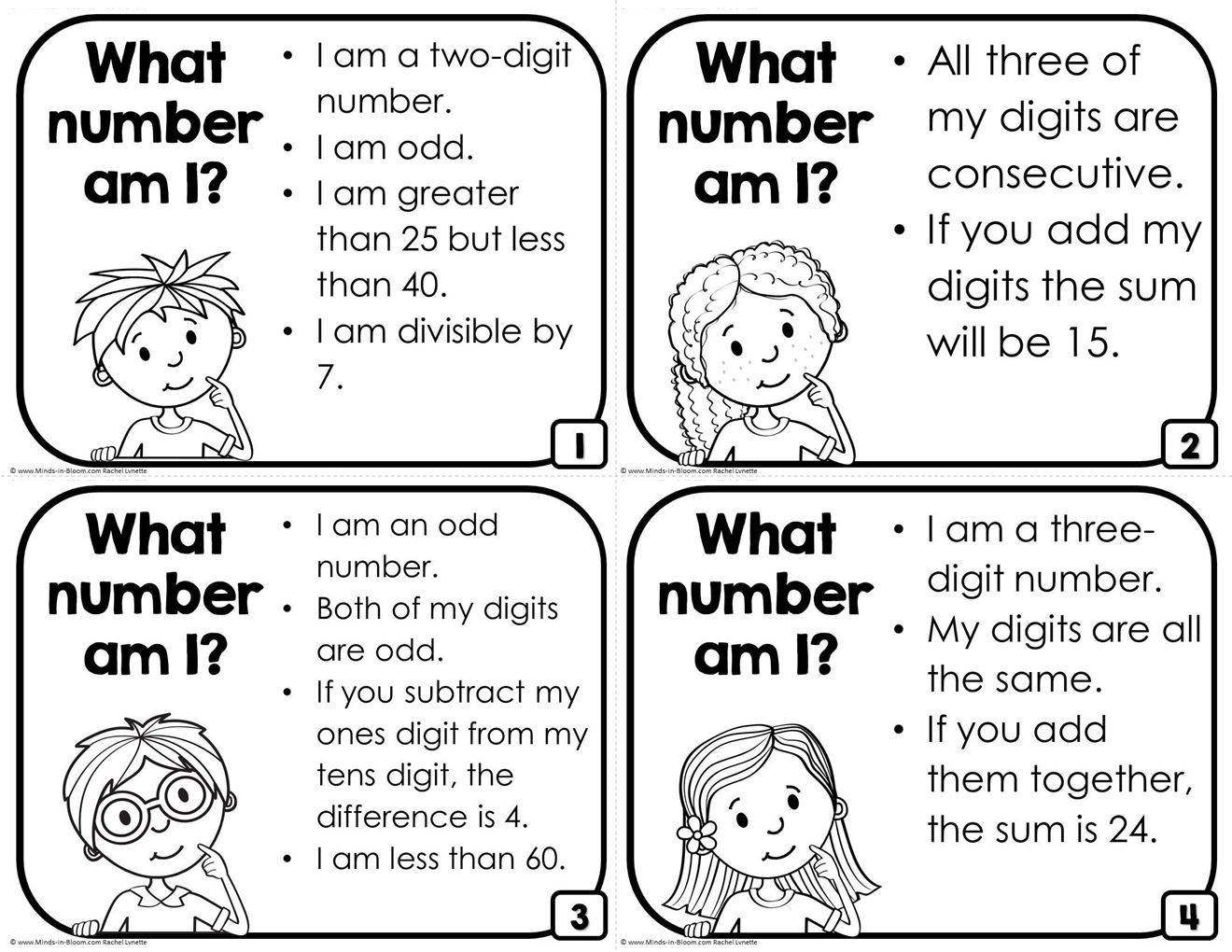 Place Value Name that Number -B&W - Minds in Bloom Unlimited
