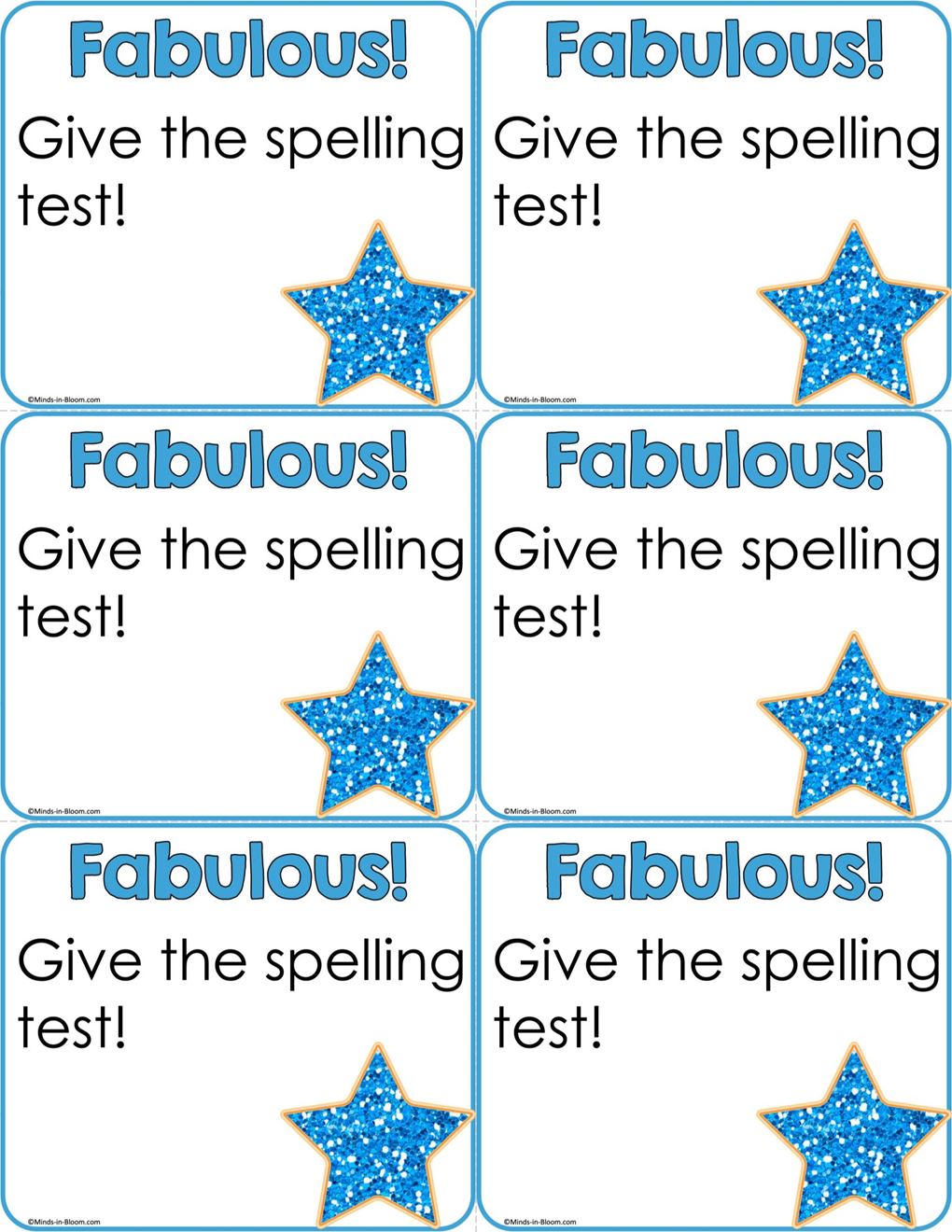 Reward Coupon - Give the Spelling Test - Minds in Bloom Unlimited