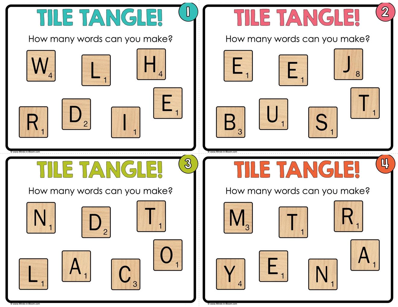 Tile Tangle Task Cards - Vocabulary Practice - COLOR - Minds in Bloom ...