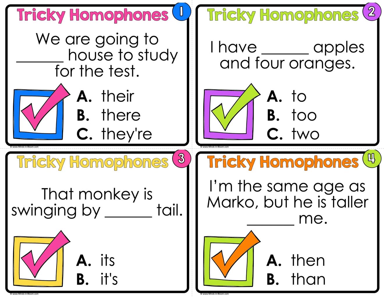 Homophones - Task Cards COLOR - Minds in Bloom Unlimited