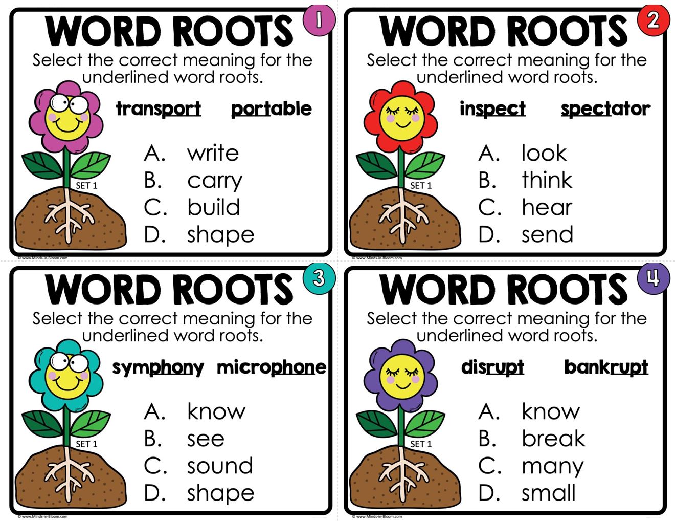 Root Words Task Cards for 4th and 5th Grade | Printable Resource