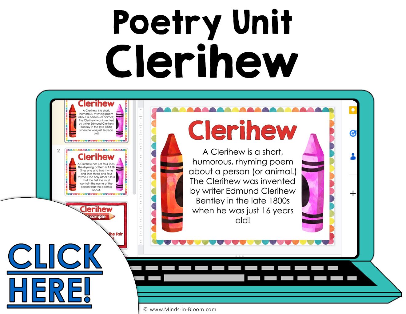 Clerihew Creation for Grades 3-5 | Digital Poetry Writing Resource