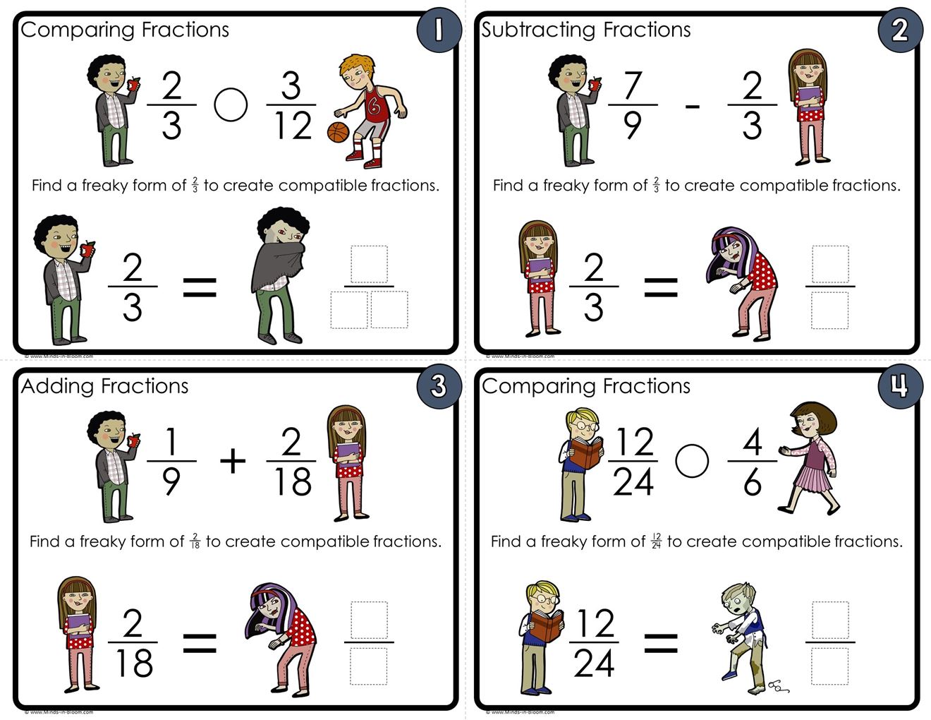Fraction Forms Practice Task Cards for Grade 4|5 | Printable Resource