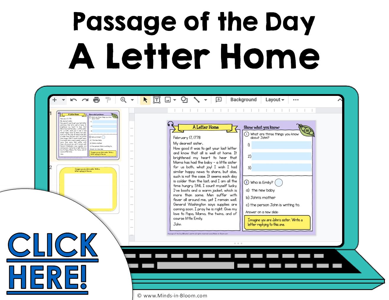 Google Slides Fiction (literature) Passage: A Letter Home - Minds in ...