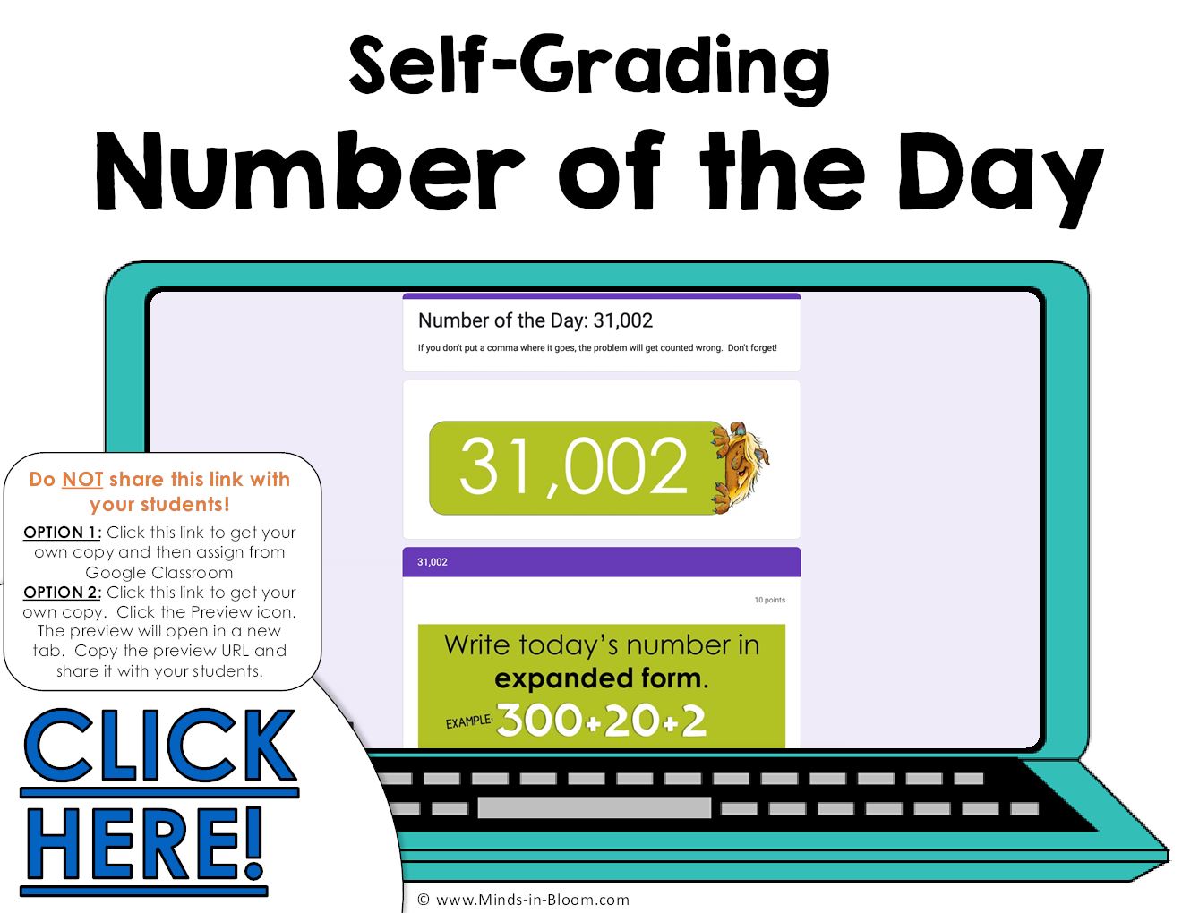 Self-Grading Digital Number of the Day - # 4 - Minds in Bloom Unlimited
