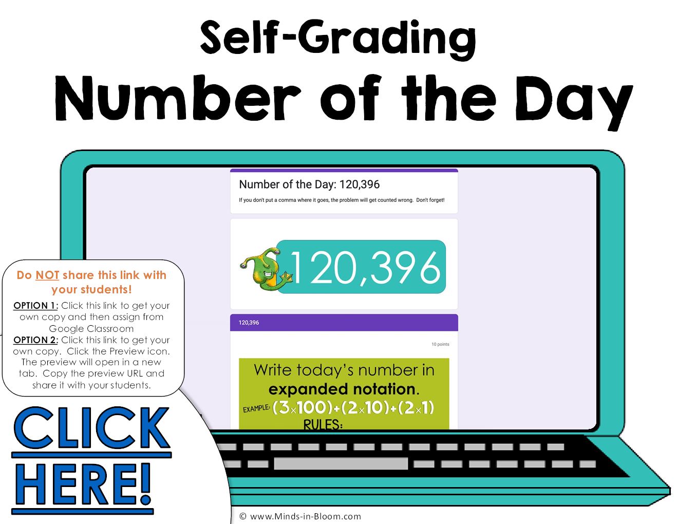 Self-Grading Digital Number of the Day - # 44 - Minds in Bloom Unlimited