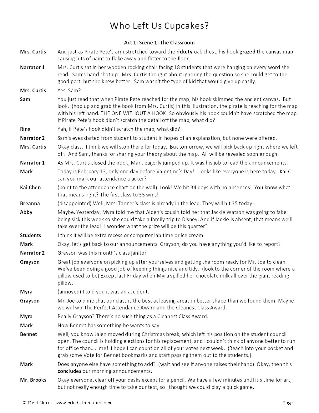 Who Left Us Cupcakes? Reader's Theater Mystery - Printable Script ...