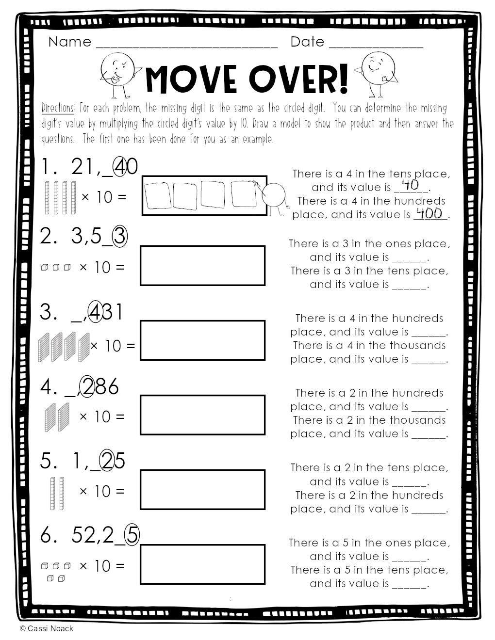 Place Value Relationships - Move Over! - Minds in Bloom Unlimited
