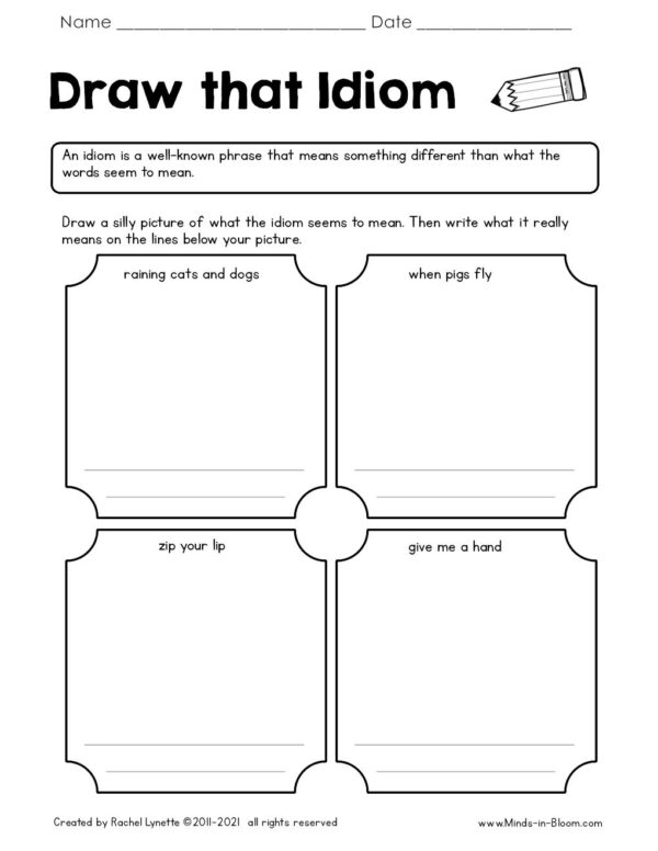 Figurative Language Worksheets and Google Slides - Idiom, Simile ...