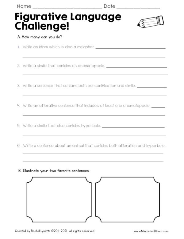 Figurative Language Worksheets and Google Slides - Idiom, Simile ...