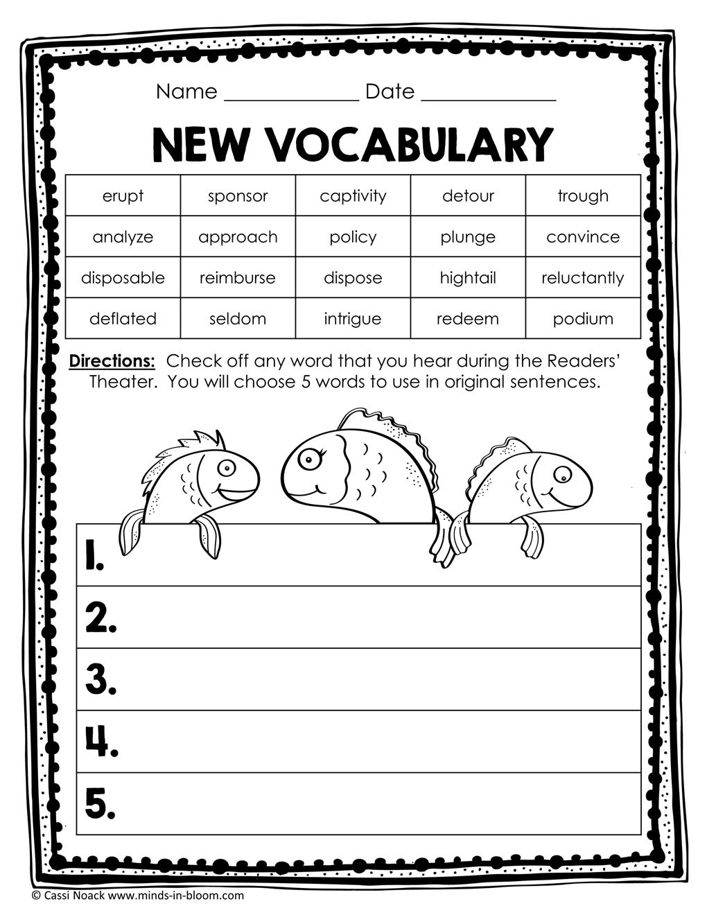 Who Freed the Fish? Reader's Theater Mystery - Vocabulary - Minds in ...