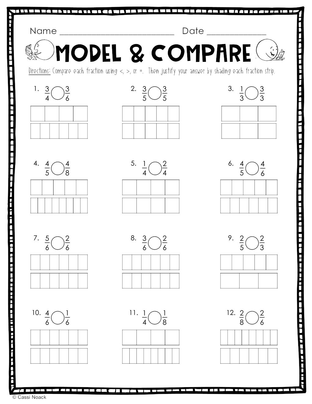 Comparing Fractions - Model & Compare - Minds in Bloom Unlimited