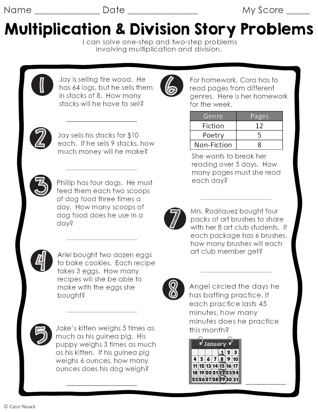 Math Quick Checks (Great for 3rd graders) - Multiplication & Division ...