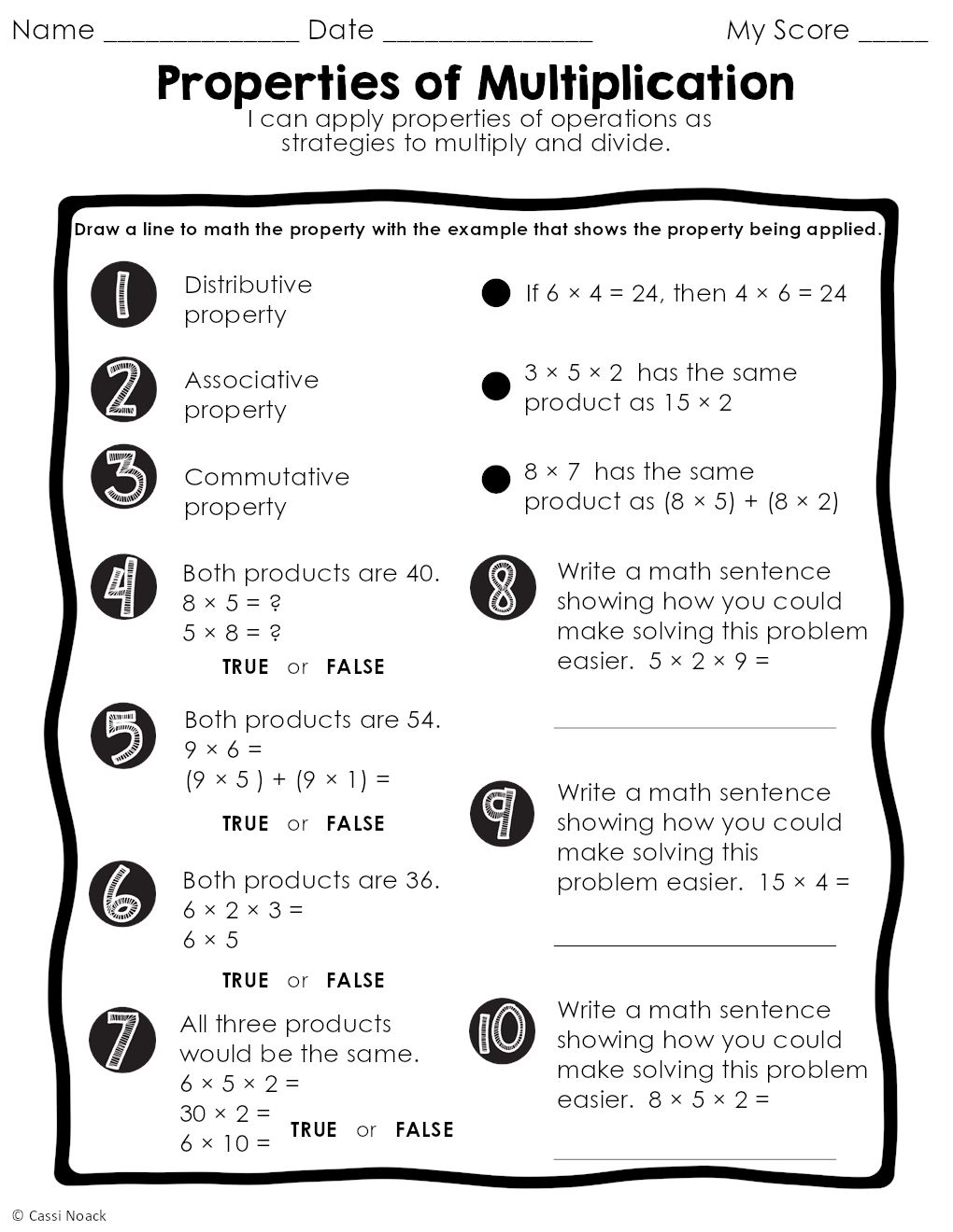 Math Quick Checks (Great for 3rd graders) - Properties of ...