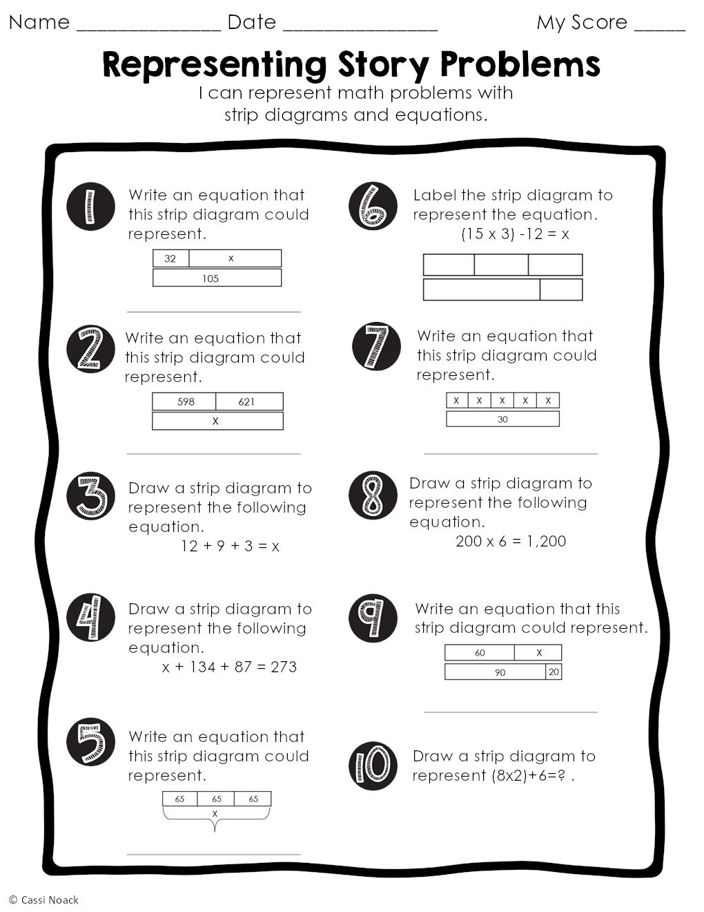 Math Quick Checks (Great for 4th graders) - Representing Story Problems ...