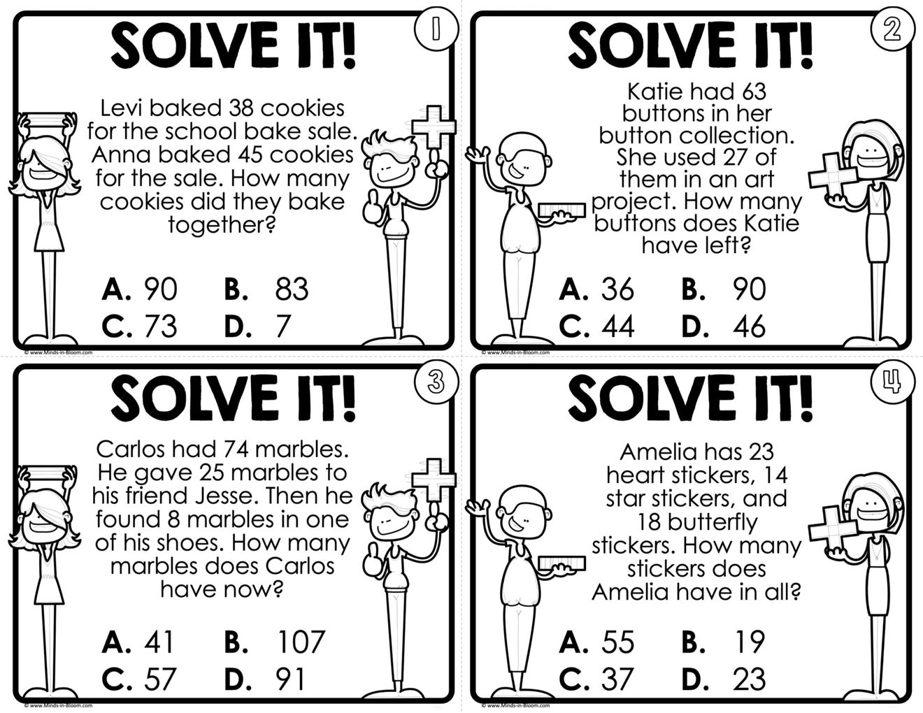 Addition Challenge Cards | Grade 3-4 Task Cards