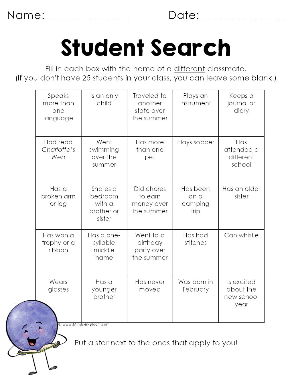 Back to School Bingo - Get to know you activity - BTS Ice Breakers ...