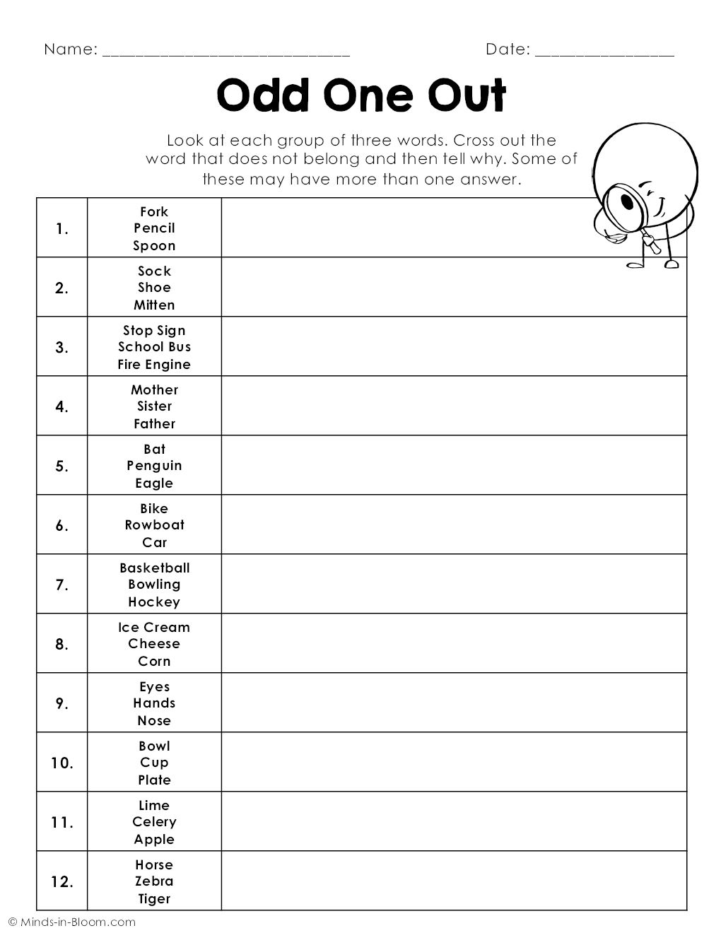 Critical & Creative Thinking - Odd One Out - Minds in Bloom Unlimited