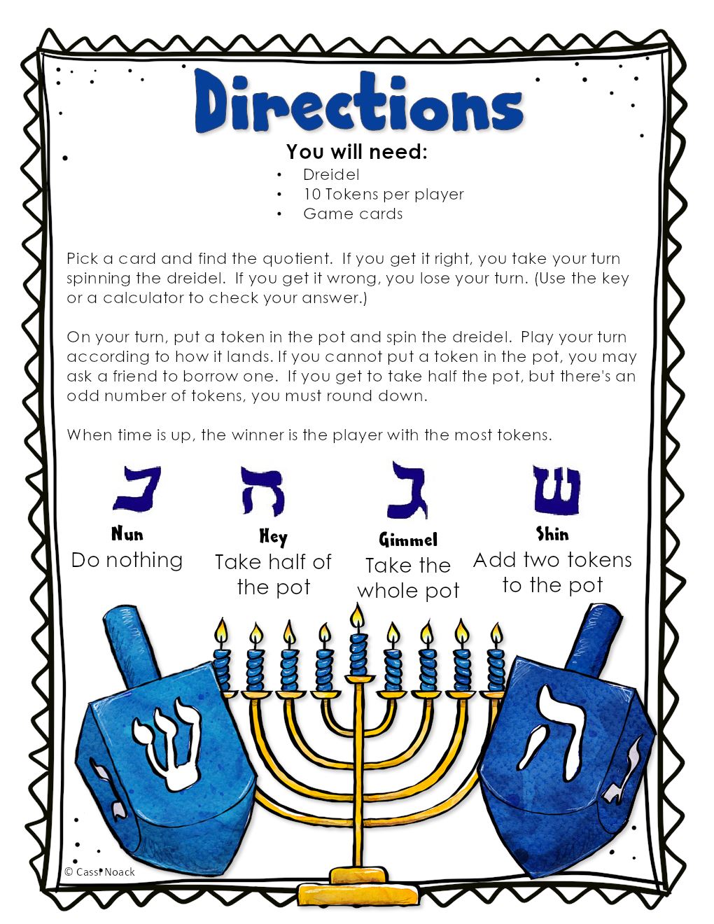 Division Dreidel Digital Board Game - Practice Basic Division Facts ...