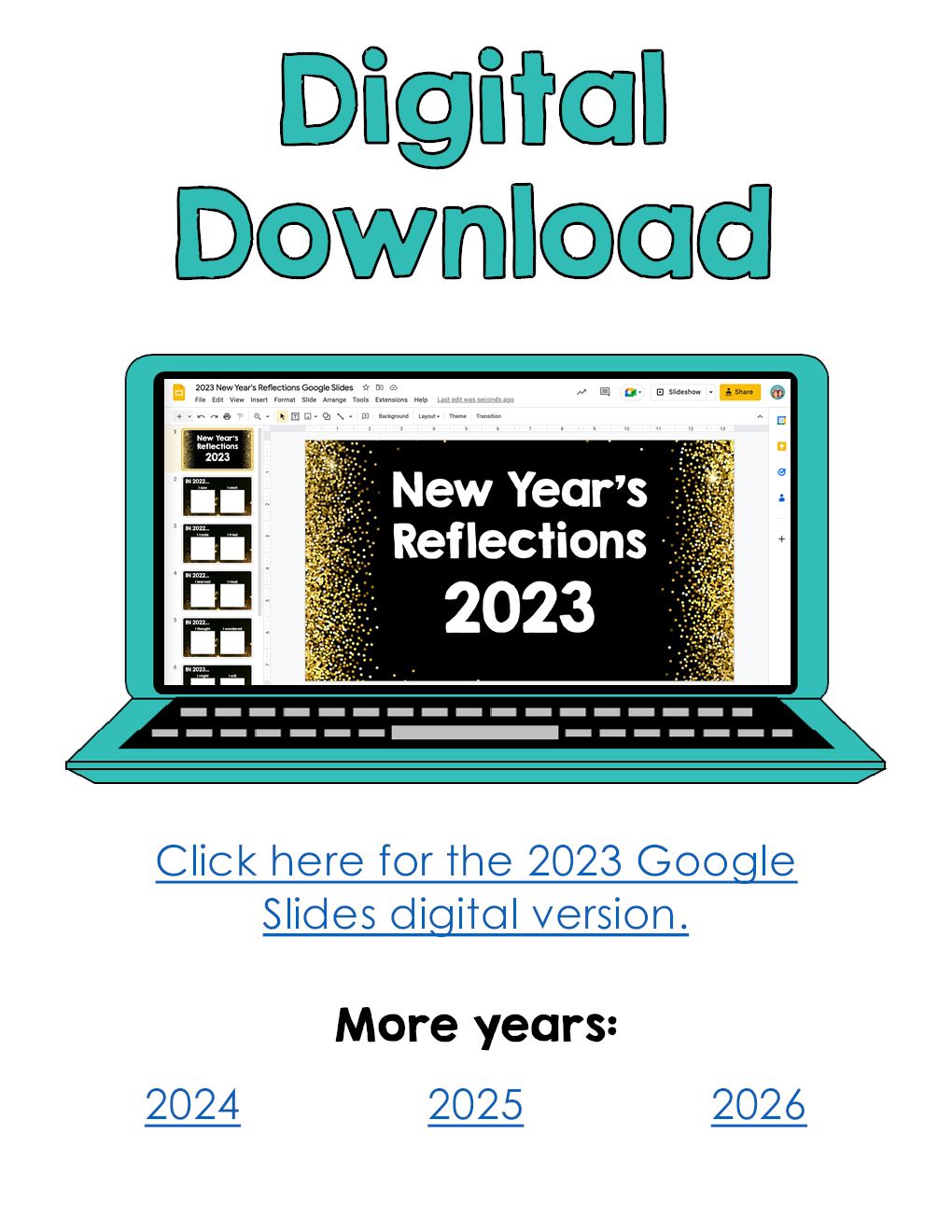 Google Slides - New Years Reflection - (includes pages for every year ...