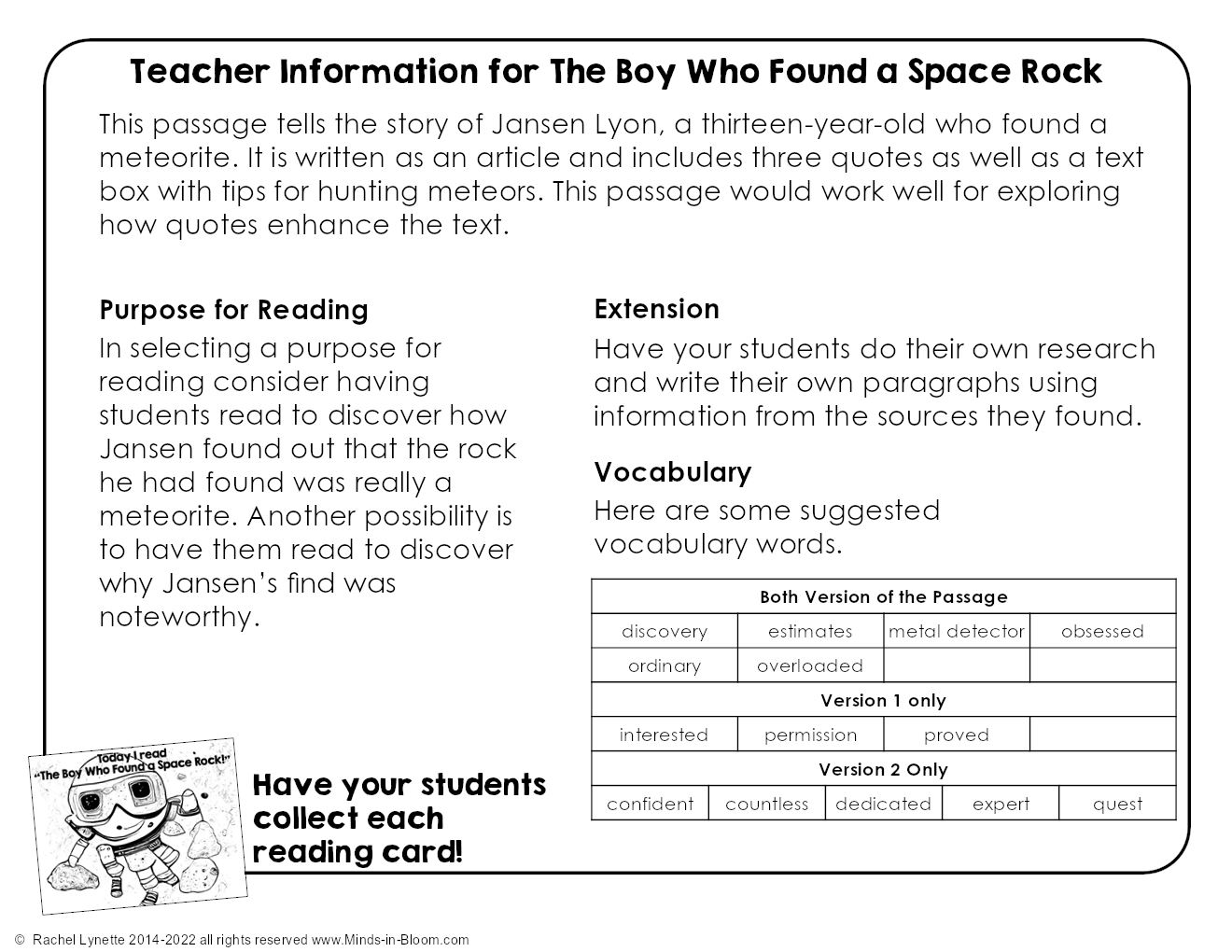 Space Themed Informational Reading - The Boy Who Found a Space Rock ...