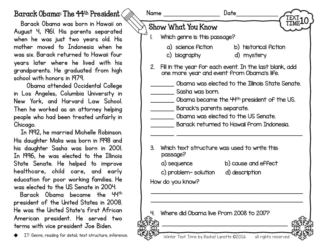 Winter Reading Passage - Barack Obama: The 44th President ...