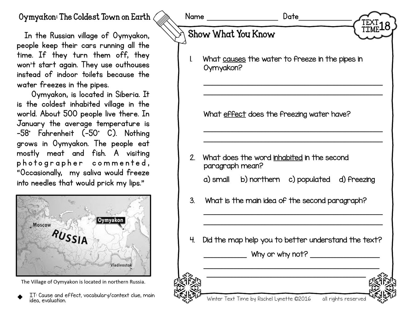 Winter Reading Passage - Oymyakon: The Coldest Town on Earth ...