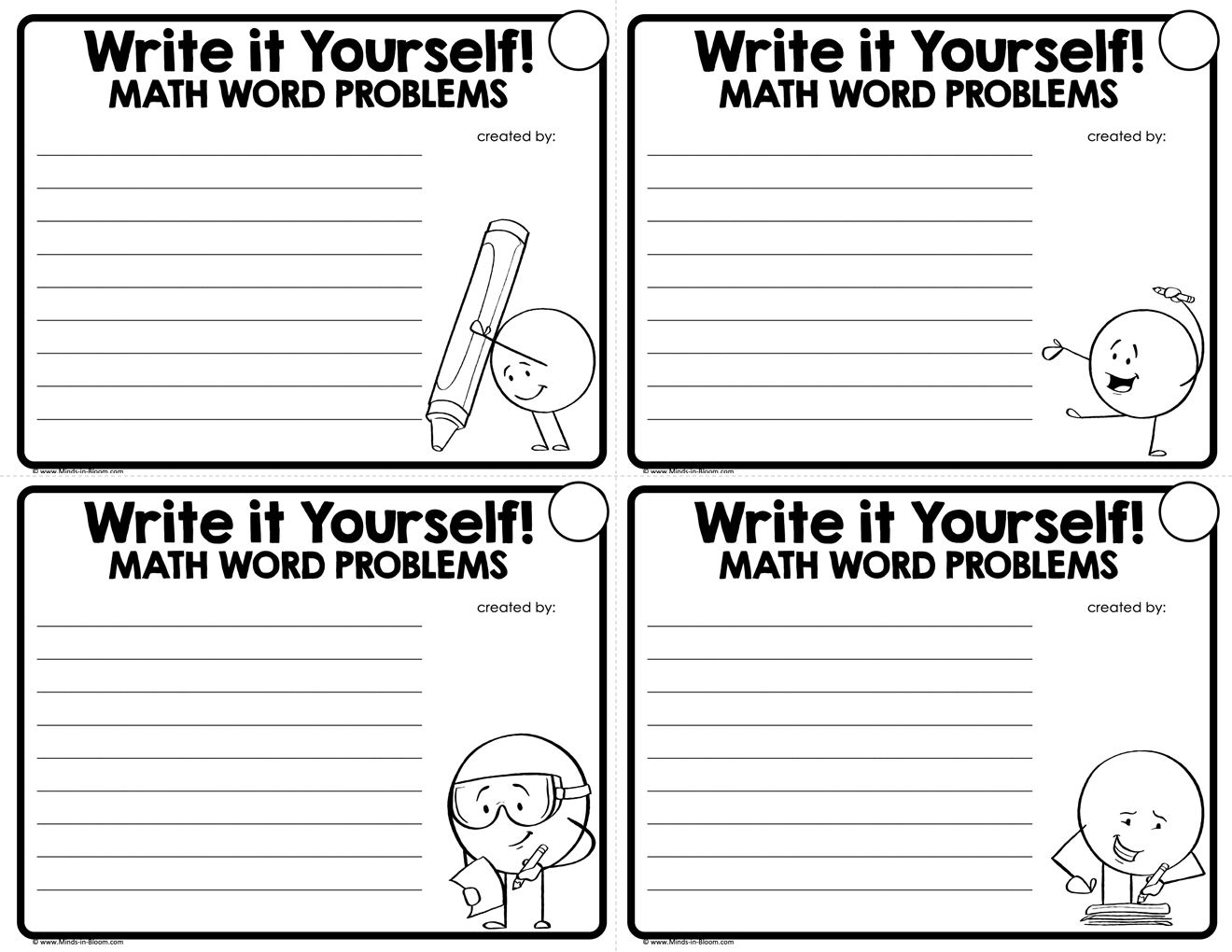 Write It Yourself - Writing Math Story Problems BLANK CARDS - BLACK ...