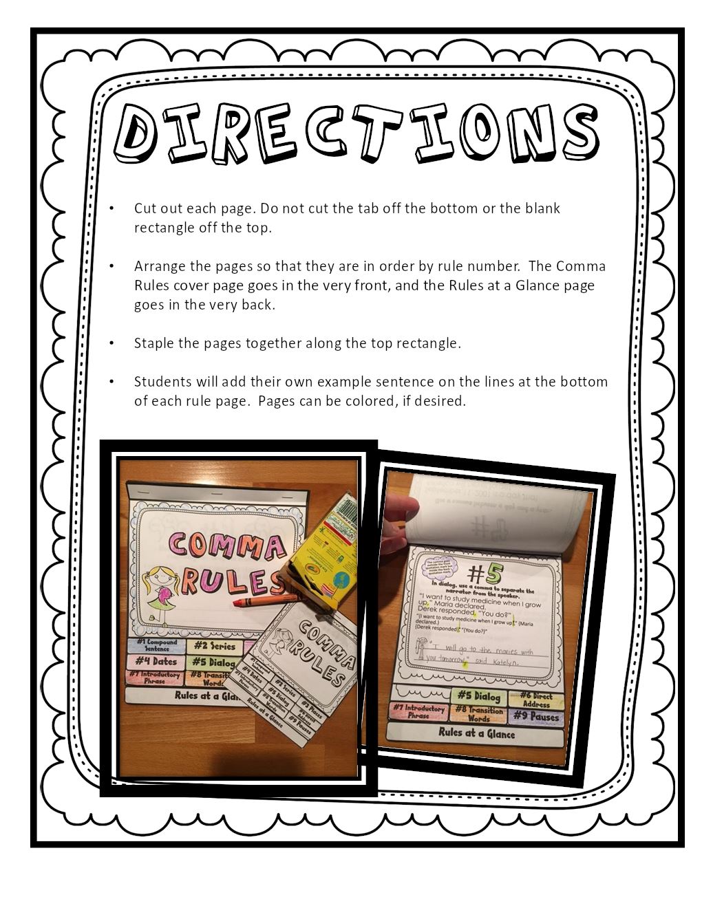 Comma Rules Flip Book - Half Page Size (2-to-a-page) - Minds in Bloom ...