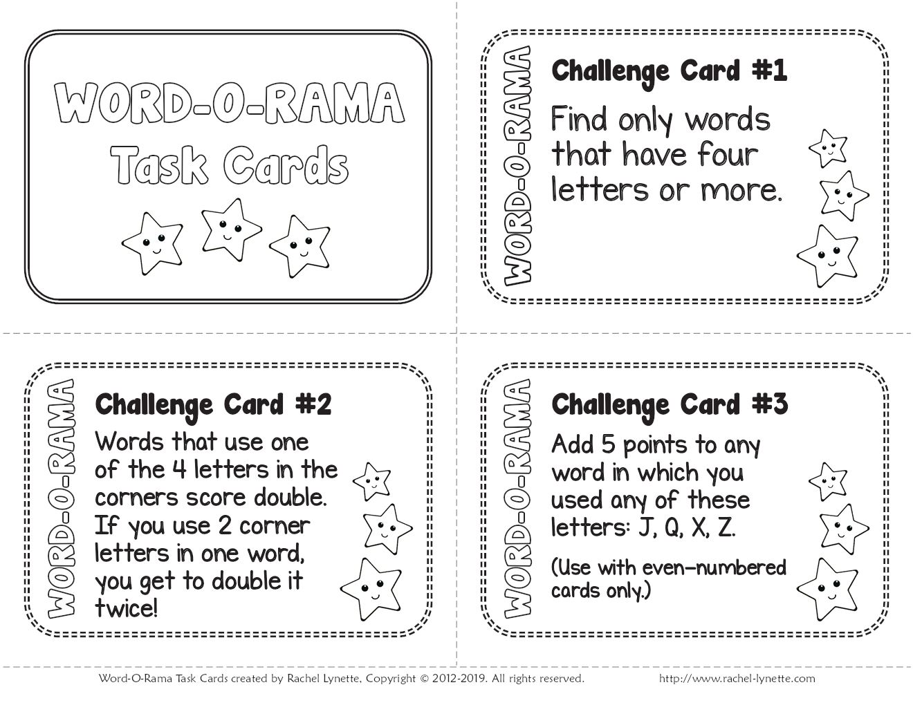 Word-O-Rama Activity (works like Boggle) - Challenge Cards Extension ...