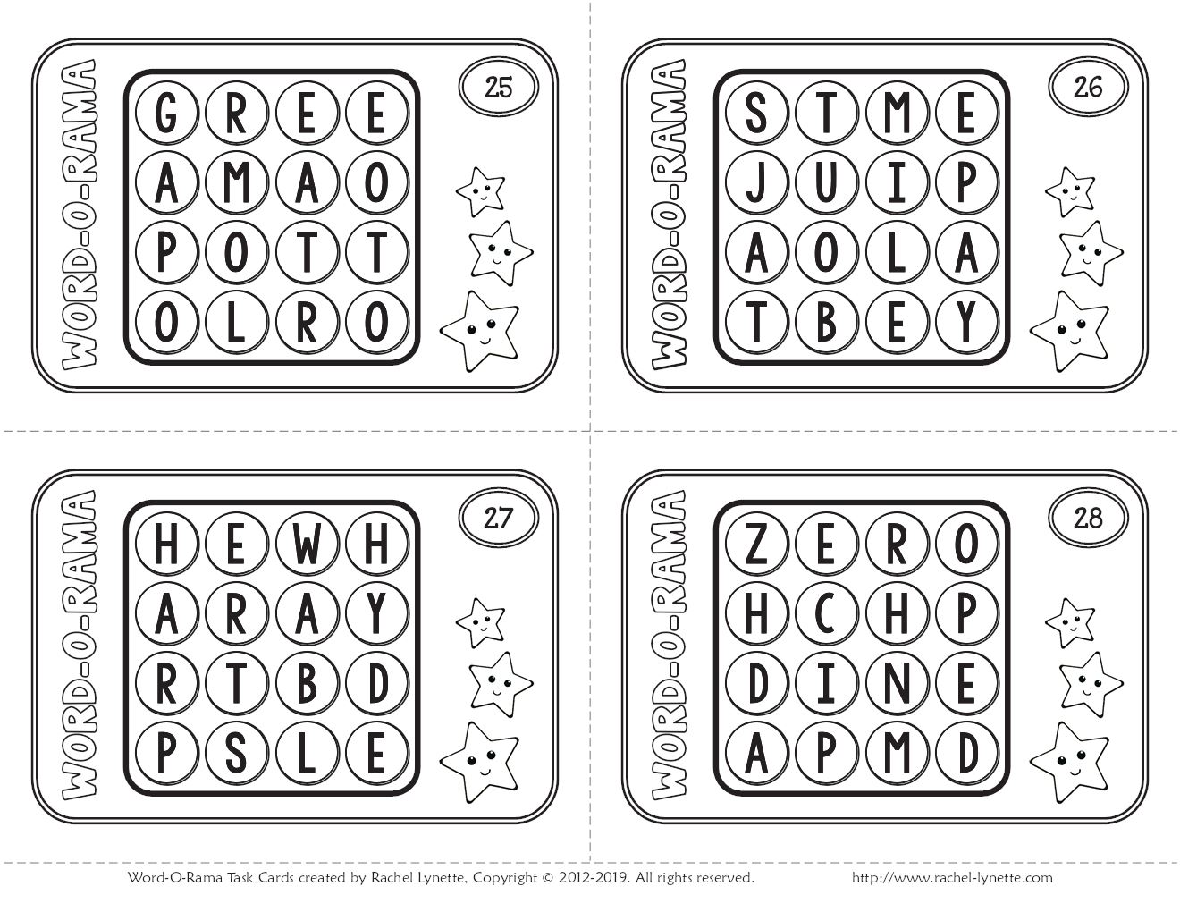 Word-O-Rama Activity (works like Boggle) - Sets 25-28 - Minds in Bloom ...