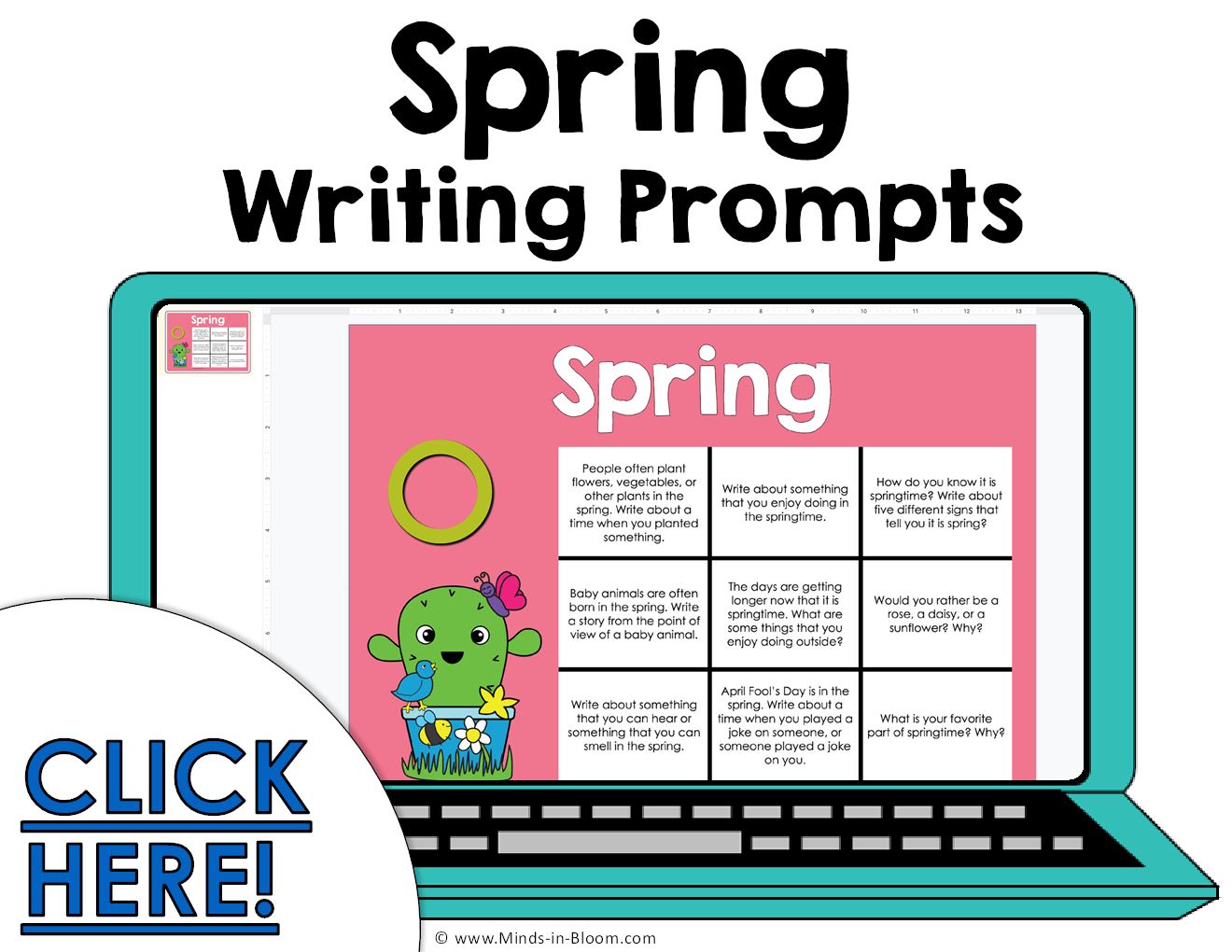 Spring Writing Prompts for 3rd-5th Grade | Google Apps Bundle