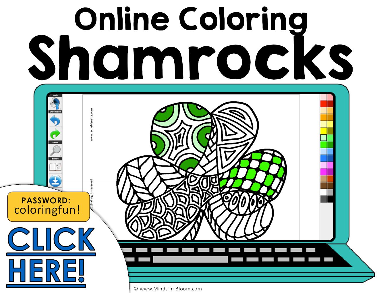 Coloring - St. Patrick's Day Shamrocks - Minds in Bloom Unlimited
