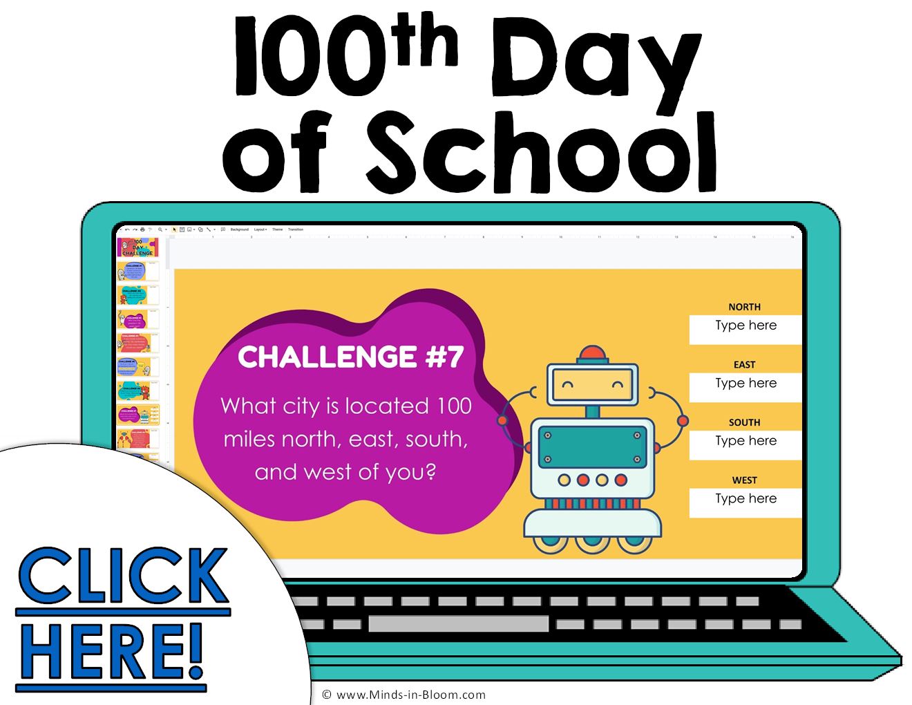 Google Slides - 100th Day of School Challenge - Minds in Bloom Unlimited