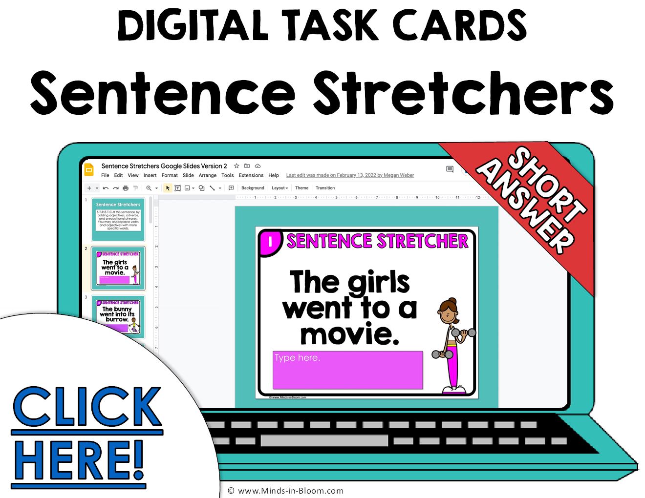 Google Slides - Sentence Stretchers - Writing Task Cards - Minds in ...
