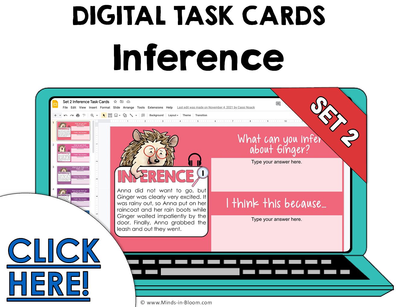 Google Slides - Inference Task Cards - Short Passages - SET 2 - Minds ...
