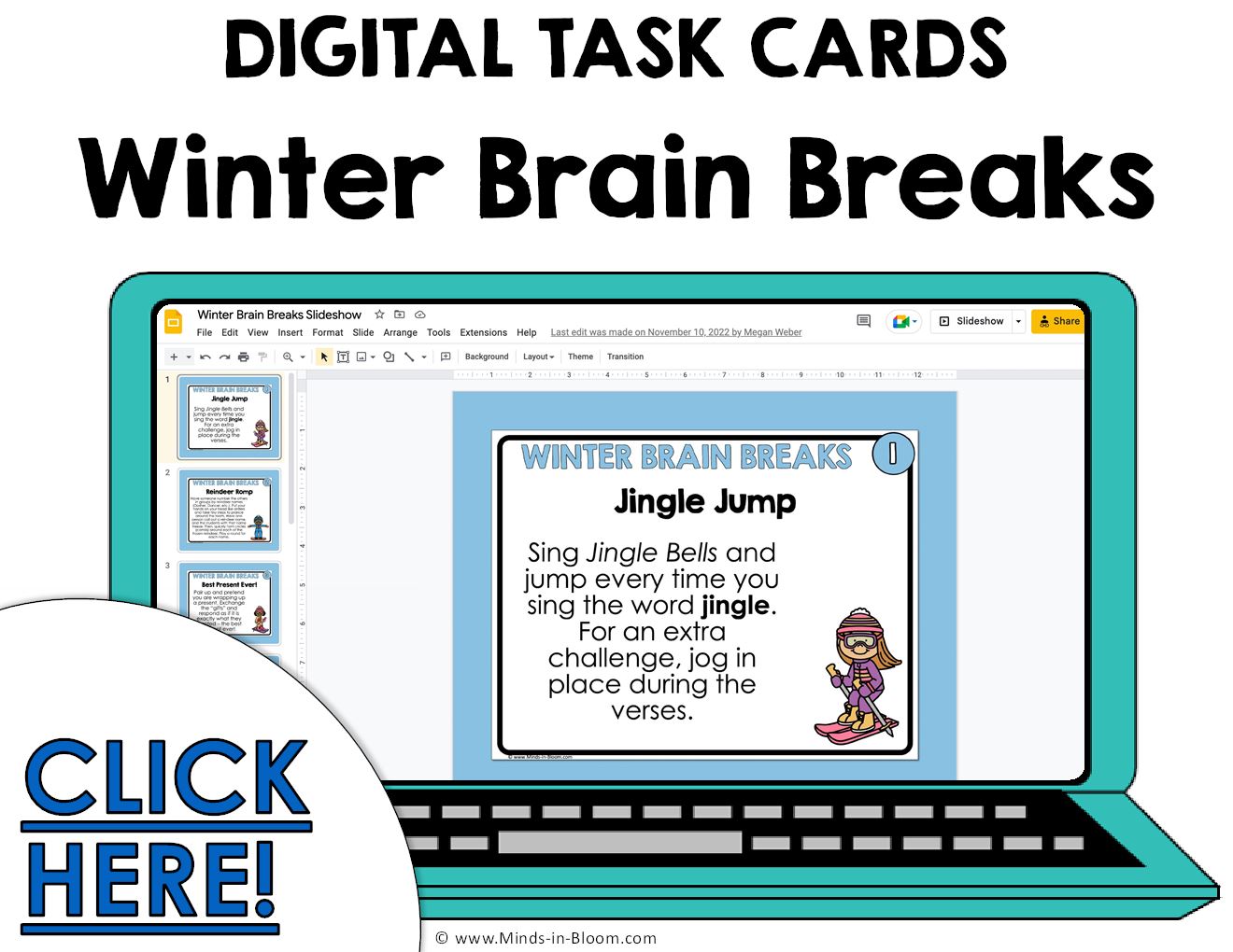 Google Slides - Christmas & Winter Engaging Brain Breaks Task Cards ...