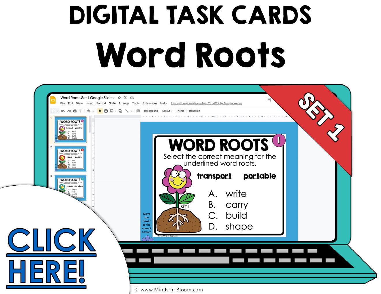Root Word Task Cards for 4th and 5th Grade | Digital Google Apps