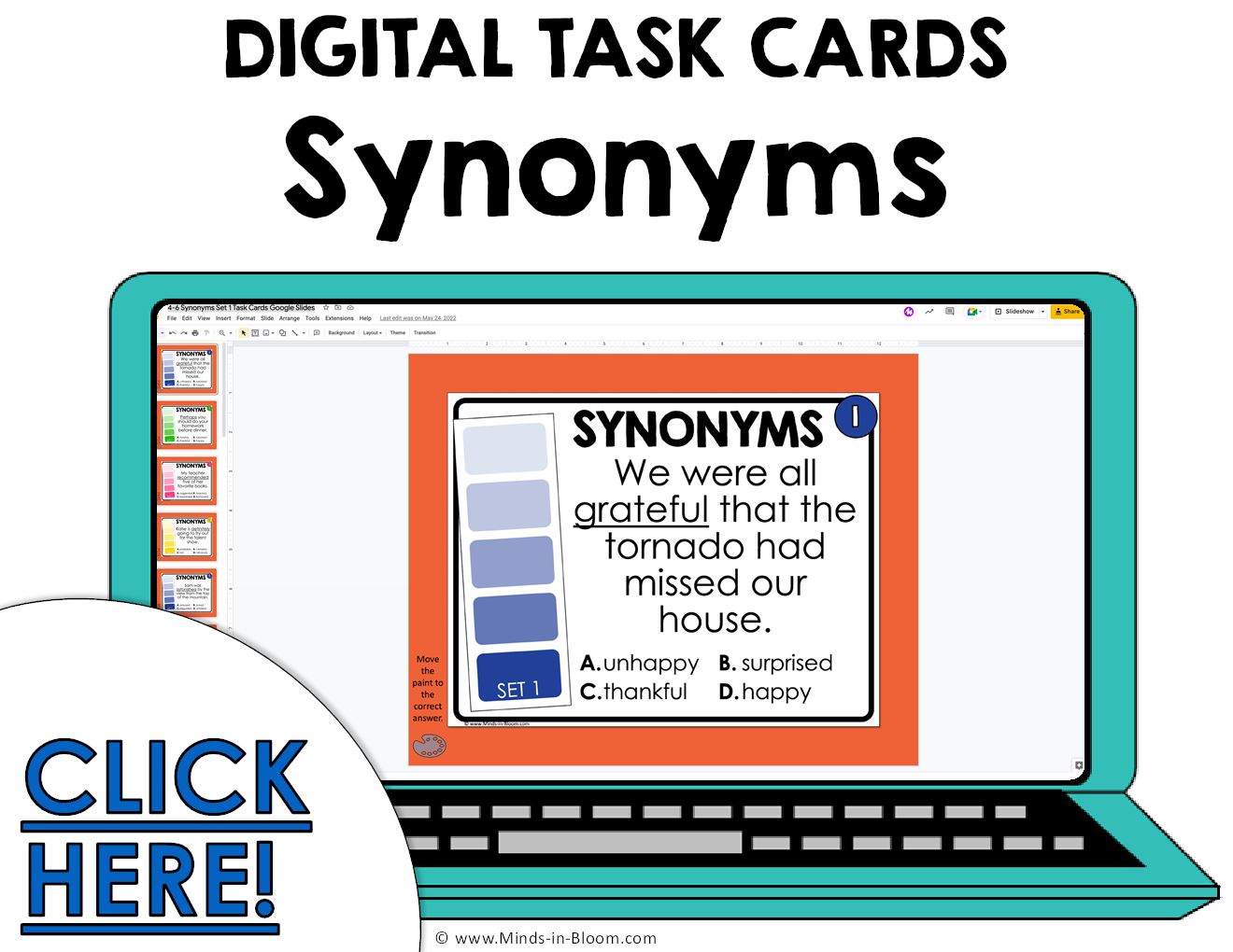 Google Slides - Advanced Synonyms - Set 1 - Minds in Bloom Unlimited
