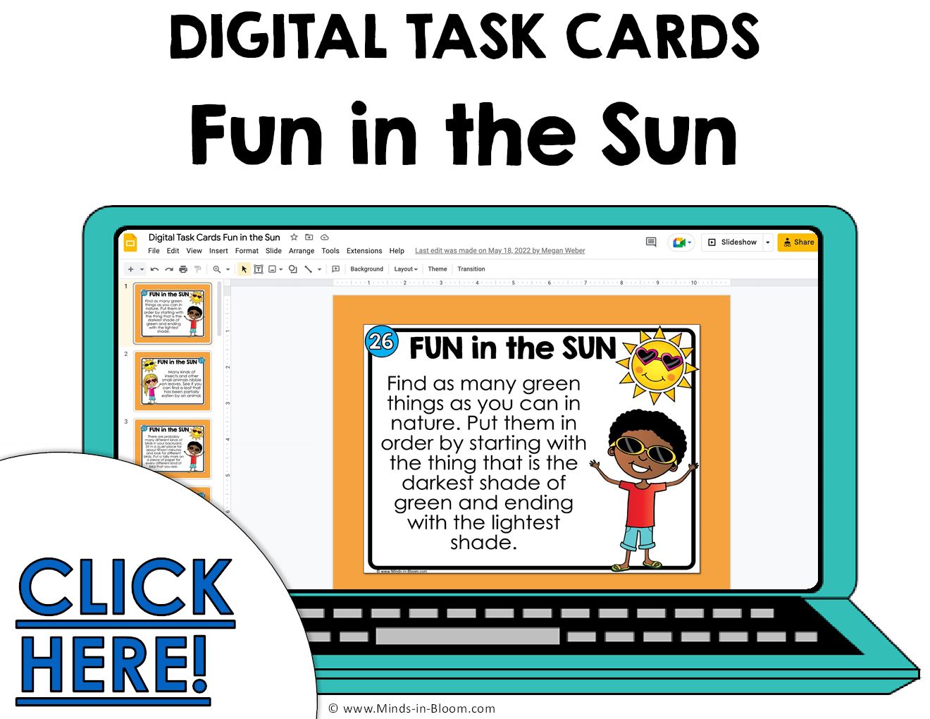 Google Slides - Fun in the Sun - Summertime Outdoors Activity Cards ...