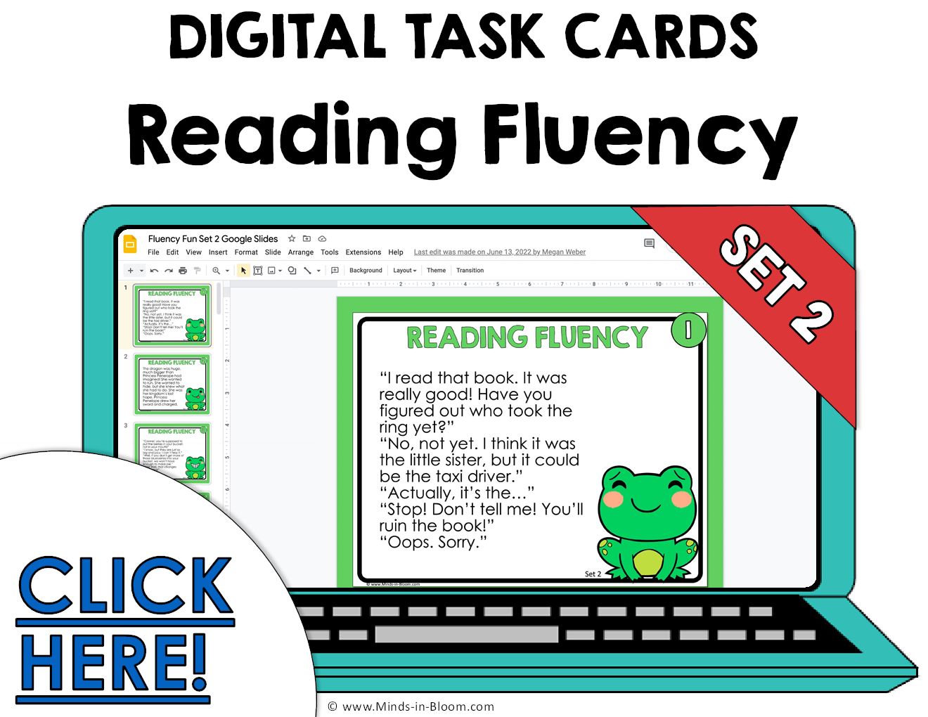 Google Slides - Reading Fluency Fun Task Cards - Set 2 - Minds in Bloom ...