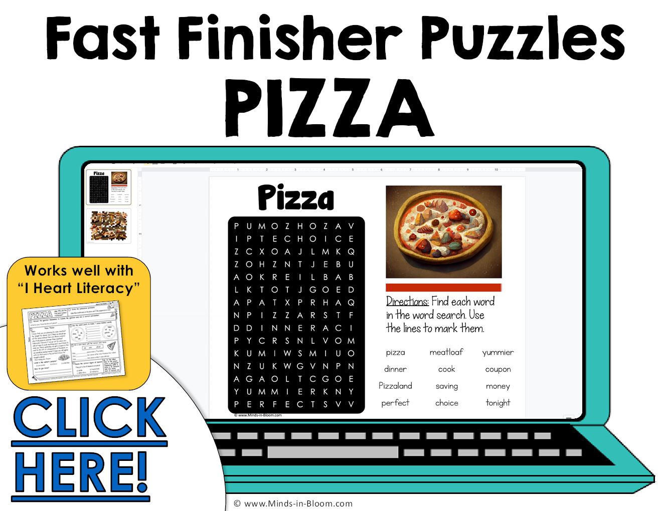 Google Slides - I Love Literacy Fast Finishers Puzzles - PIZZA - Minds ...