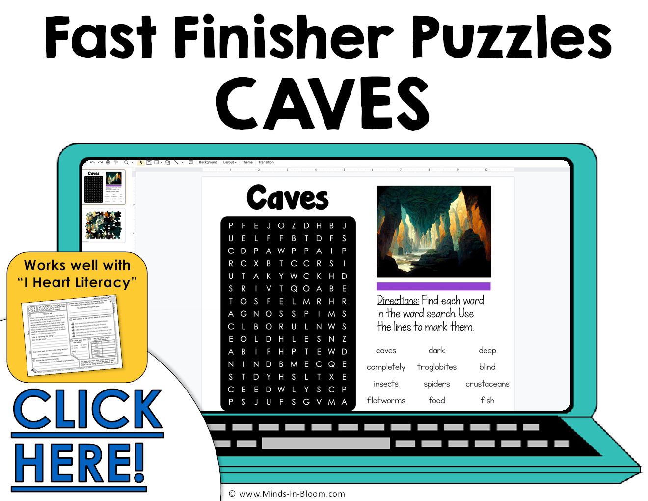 Google Slides - I Love Literacy Fast Finishers Puzzles - CAVES - Minds ...