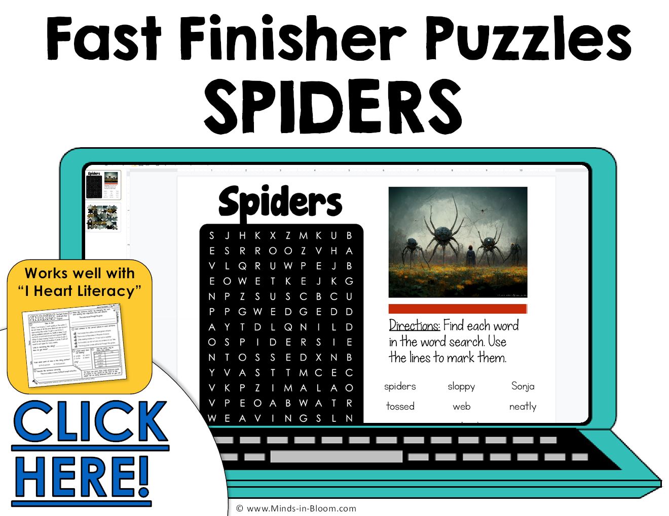 Google Slides - I Love Literacy Fast Finishers Puzzles - SPIDERS ...