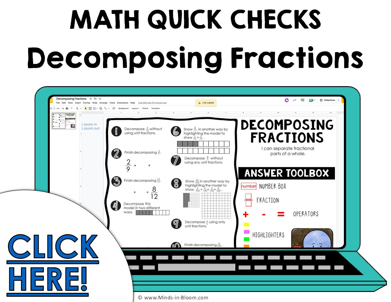 Google Slide - Math Quick Checks (Great for 4th graders) - Decomposing ...