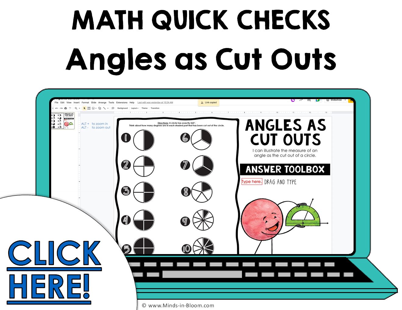 Google Slide - Math Quick Checks (Great for 4th graders) - Angles as ...