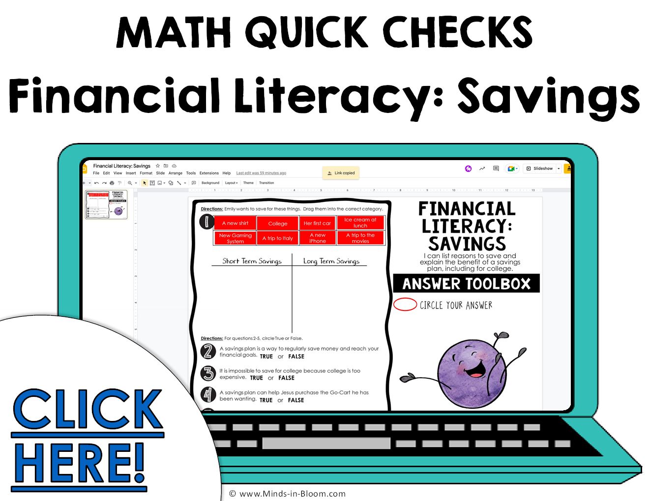 Google Slides - Math Quick Checks (Great for 3rd graders) - Financial ...