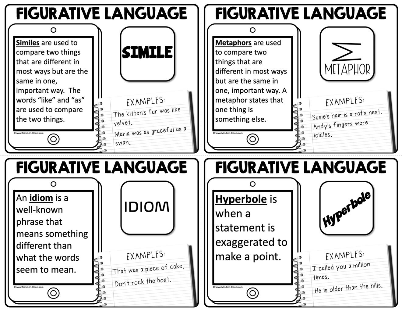 Figurative Language Mini Student Sized Posters Great For Notebooks B